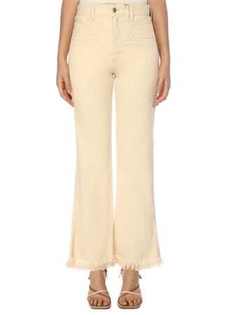 Isabel Marant Kadın Elvira Ekru Püsküllü Bol Paça Jean Pantolon Bej 34 FR