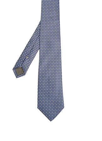 Canali Erkek Mavi Mikro Geometrik Desenli İpek Kravat EU