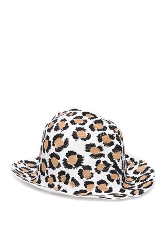 Catarzi Kadın Beyaz Leopar Desenli Şapka 57 EU