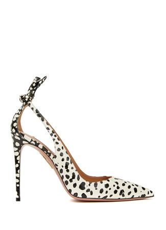 Aquazzura Kadın Bow Tie Siyah Beyaz Desenli Deri Stiletto 36 EU