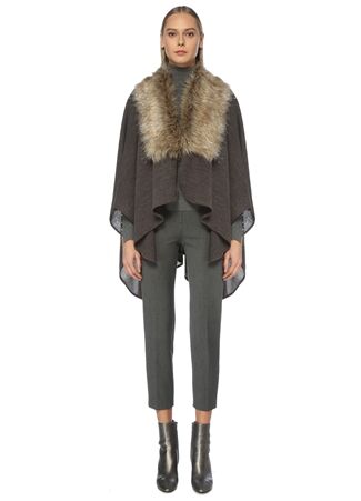 Gaynor Kadın Haki Yaka Detaylı Şal EU Gaynor Kadın Haki Yaka Detaylı Şal EU