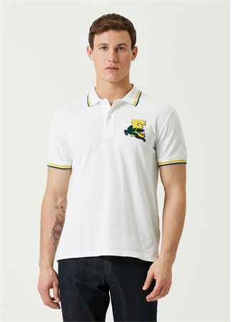 Etro Erkek Beyaz Polo Yaka Şeritli T-shirt S EU