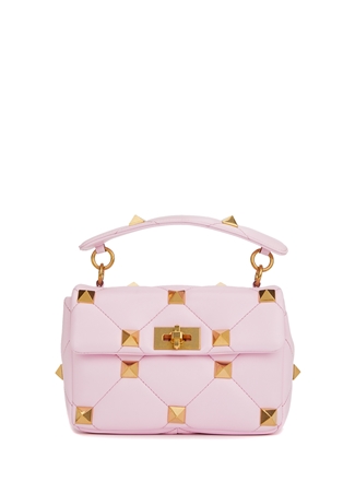 Valentino Garavani Kadın Roman Stud Medium Pembe Deri Omuz Çantası EU Valentino Garavani Kadın Roman Stud Medium Pembe Deri Omuz Çantası EU