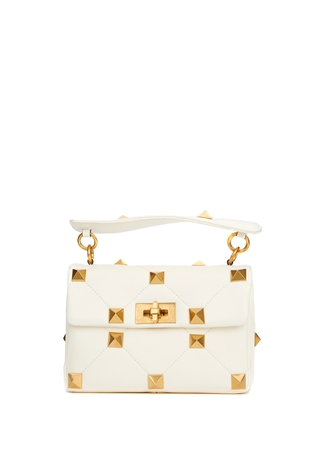 Valentino Garavani Kadın Beyaz Gold Deri Omuz Çantası EU