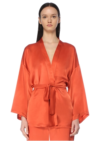Beymen Collection Kadın Kiremit Kuşaklı Saten Kimono Kırmızı 42