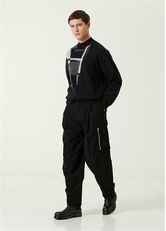 Bottega Veneta Erkek Siyah Paçaları Çıtçıtlı Yün Pantolon 46 IT