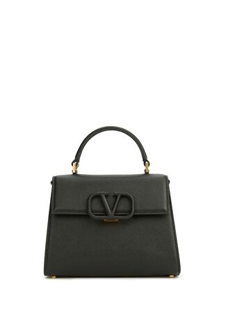 Valentino Garavani Kadın Siyah Logo Detaylı Deri Çanta EU