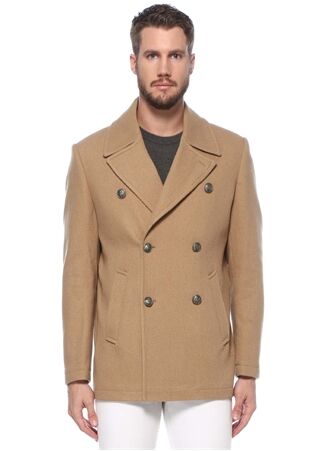 Beymen Club Erkek Bej Kruvaze Yün Kaban Kahverengi S