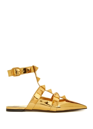 Valentino Garavani Kadın Rockstud Gold Deri Babet Altın Rengi 36 EU