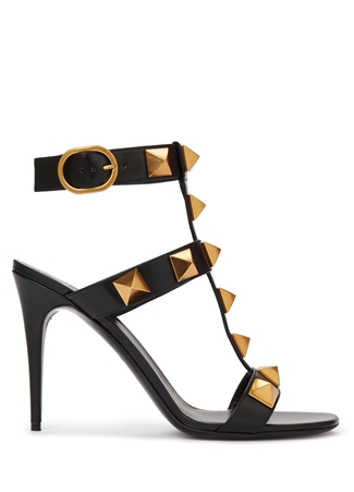 Valentino Garavani Kadın Rockstud Siyah Gold Deri Sandalet 35.5 EU