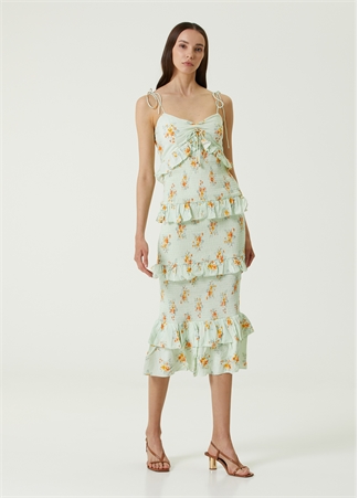 Significant Other Kadın Yeşil Çiçek Desenli Fırfırlı Midi Elbise 4 US Significant Other Kadın Yeşil Çiçek Desenli Fırfırlı Midi Elbise 4 US