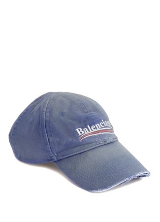 Balenciaga Kadın Mavi Logo Nakışlı Şapka L EU
