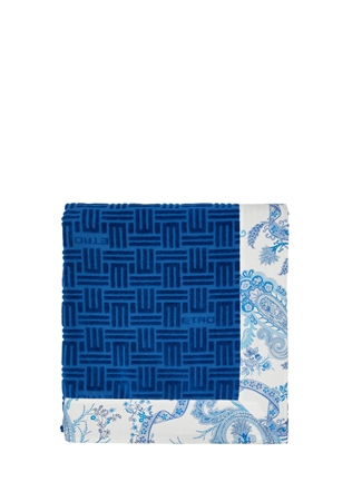 Etro Home Mavi Geometrik Desenli Logolu Plaj Havlusu Etro Home Mavi Geometrik Desenli Logolu Plaj Havlusu