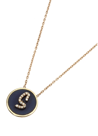 Collection-Ecce Kadın Initial Mavi Mineli Harfli Altın Rengi Kolye EU