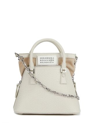 Maison Margiela Kadın Gri Deri Omuz Çantası EU