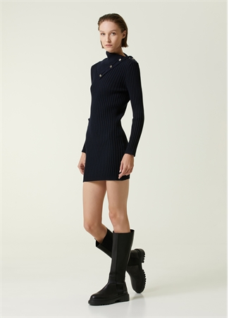 Beymen Collection Kadın Lacivert Yaka Detaylı Mini Yün Triko Elbise S Beymen Collection Kadın Lacivert Yaka Detaylı Mini Yün Triko Elbise S