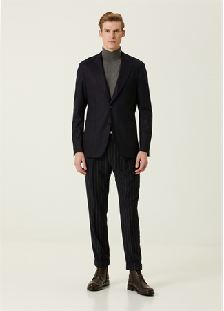 Beymen Collection Erkek Lacivert Beli Kordonlu Çizgili Flannel Pantolon 46 IT Beymen Collection Erkek Lacivert Beli Kordonlu Çizgili Flannel Pantolon 46 IT