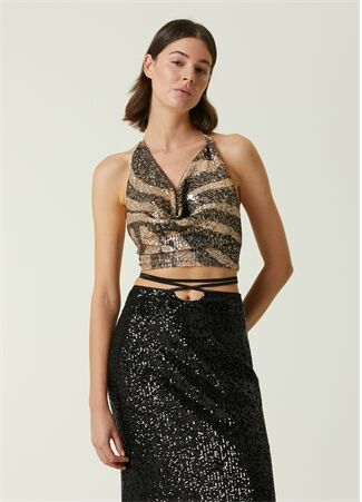 In the Mood for Love Kadın Maxime Siyah Gold İşlemeli Crop Abiye Bluz S EU In the Mood for Love Kadın Maxime Siyah Gold İşlemeli Crop Abiye Bluz S EU