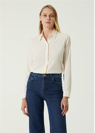 Beymen Collection Kadın Kırık Beyaz Klasik İpek Gömlek 42 Beymen Collection Kadın Kırık Beyaz Klasik İpek Gömlek 42