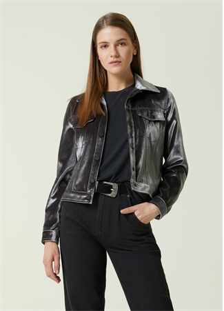 Beymen Club Kadın Gri Kadife Trucker Ceket 42