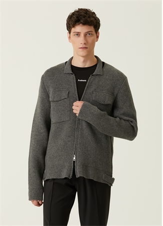 Academia Erkek Antrasit Çift Cepli Triko Hırka Gri L EU Academia Erkek Antrasit Çift Cepli Triko Hırka Gri L EU