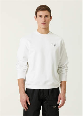 Prada Erkek Beyaz Logo Detaylı Sweatshirt Siyah M EU Prada Erkek Beyaz Logo Detaylı Sweatshirt Siyah M EU