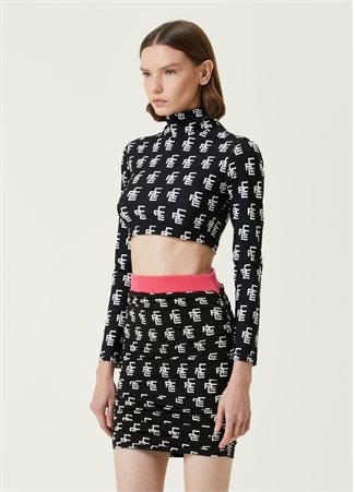 Ace Nayman Kadın Deliah Monogram Siyah Dik Yaka Crop Bluz XS EU Ace Nayman Kadın Deliah Monogram Siyah Dik Yaka Crop Bluz XS EU