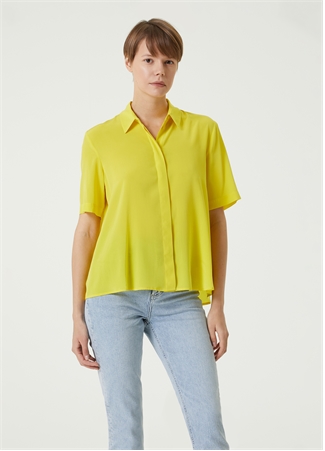 Beymen Club Kadın Neon Sarı Polo Yaka İpek Gömlek S Beymen Club Kadın Neon Sarı Polo Yaka İpek Gömlek S