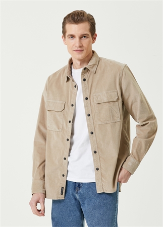 CK Jeans Erkek Regular Fit Bej Kadife Gömlek Gri S EU CK Jeans Erkek Regular Fit Bej Kadife Gömlek Gri S EU