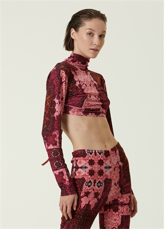 Les Benjamins Kadın Pembe Dik Yaka Desenli Crop Bluz M EU Les Benjamins Kadın Pembe Dik Yaka Desenli Crop Bluz M EU