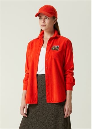 Beymen Club Kadın Mercan İngiliz Yaka İşleme Detaylı Gömlek Kırmızı XS