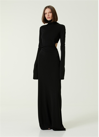 Ambush Kadın Siyah Dekolte Detaylı Maksi Elbise M EU
