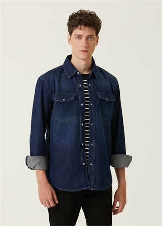 Deep Six Jeans Erkek Relax Fit Mavi Denim Gömlek S EU Deep Six Jeans Erkek Relax Fit Mavi Denim Gömlek S EU
