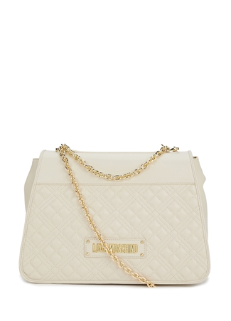 Love Moschino Kadın Krem Kapitoneli Logolu Omuz Çantası Beyaz EU Love Moschino Kadın Krem Kapitoneli Logolu Omuz Çantası Beyaz EU