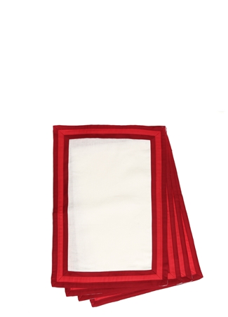 Poetique Bruges Beyaz Kırmızı 4lü Keten Amerikan Servis Set Çok Renkli