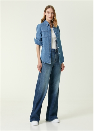 7 For All Mankind Kadın Lacivert Bol Paça Jean Pantolon Mavi 27 US 7 For All Mankind Kadın Lacivert Bol Paça Jean Pantolon Mavi 27 US