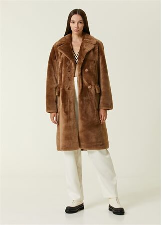 Yves Salomon Kadın Kahverengi Kruvaze Palto Bej 36 FR