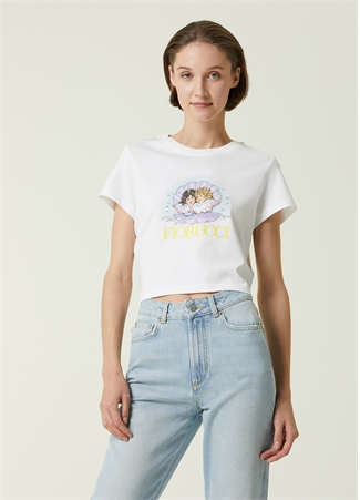 FIORUCCI Kadın Beyaz Logolu Crop T-shirt S EU FIORUCCI Kadın Beyaz Logolu Crop T-shirt S EU