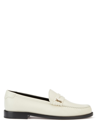 Kadın Beyaz Bantlı Deri Loafer 36.5 EU Kadın Beyaz Bantlı Deri Loafer 36.5 EU
