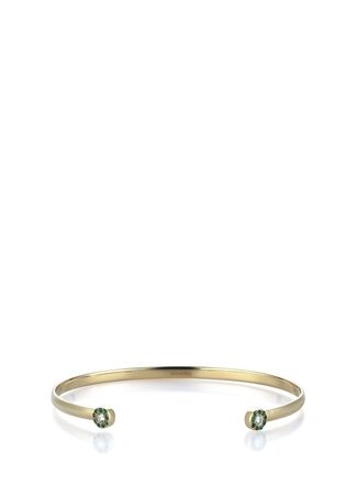 Sim&Roz Kadın Emerald Zümrüt Ve Pırlantalı Altın Rengi Bileklik Yeşil EU