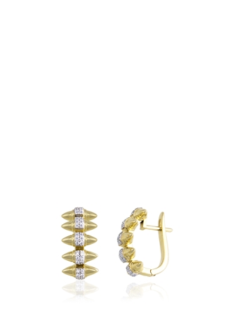 Baguette Kadın Cara Taşlı Altın Rengi Küpe EU