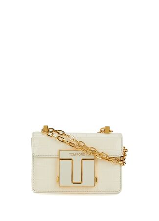 Tom Ford Kadın Beyaz Logo Detaylı Deri Çanta EU