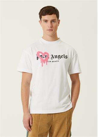 Palm Angels Erkek Beyaz Logolu T-shirt S EU Palm Angels Erkek Beyaz Logolu T-shirt S EU