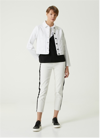 Beymen Club Kadın Beyaz Siyah Şeritli Boyfriend Jean Pantolon 25