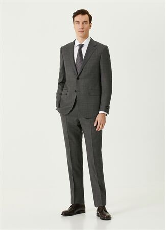 Zegna Erkek Antrasit Yün Takım Elbise Gri 48 It