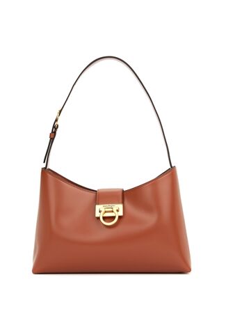 Salvatore Ferragamo Kadın Taba Deri Omuz Çantası Turuncu EU