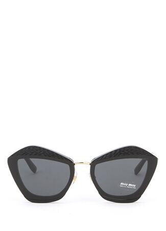 Miu Kadın Siyah İşlemeli Çerçeveli Güneş Gözlüğü 67 EU