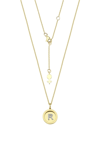 Her Story Kadın Harf Detaylı Pırlantalı Altın Rengi Kolye EU