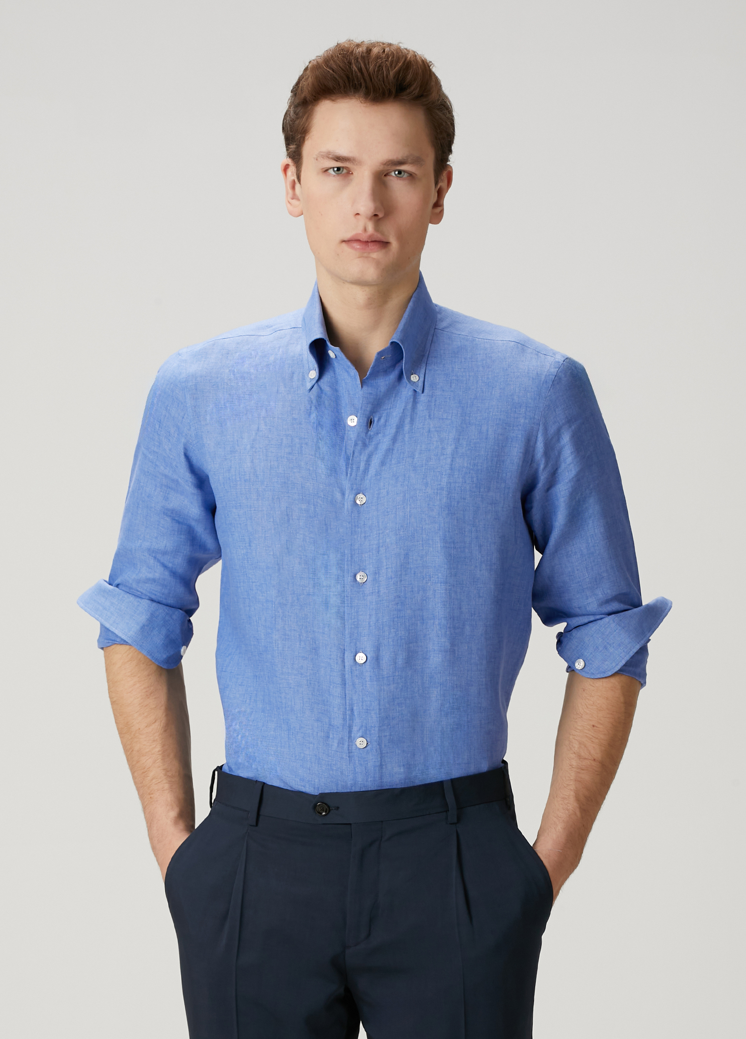 Fray Koyu Mavi Erkek Eros Koyu Mavi Keten Gömlek 1708964 | Beymen