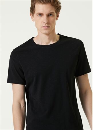 Bassigue Erkek Siyah Slogan Nakışlı T-shirt L EU